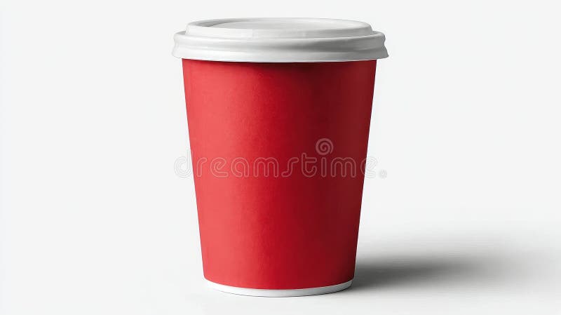 Red Paper Cup with Lid on a White Background for Mockups, Ideal for ...