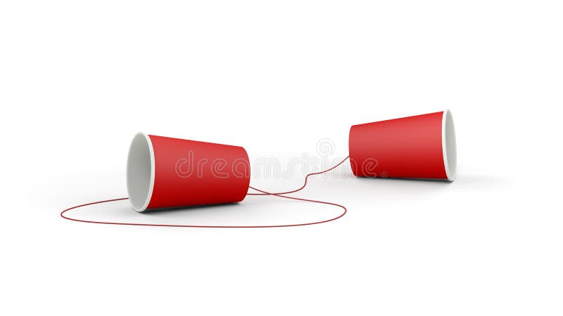 Red Paper Cups and Non-stretchable String Isolated on White Background ...
