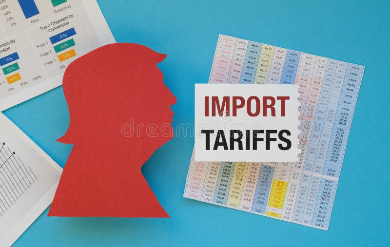 A Red Paper Cutout of a Face with the Words Import Tariffs Written ...