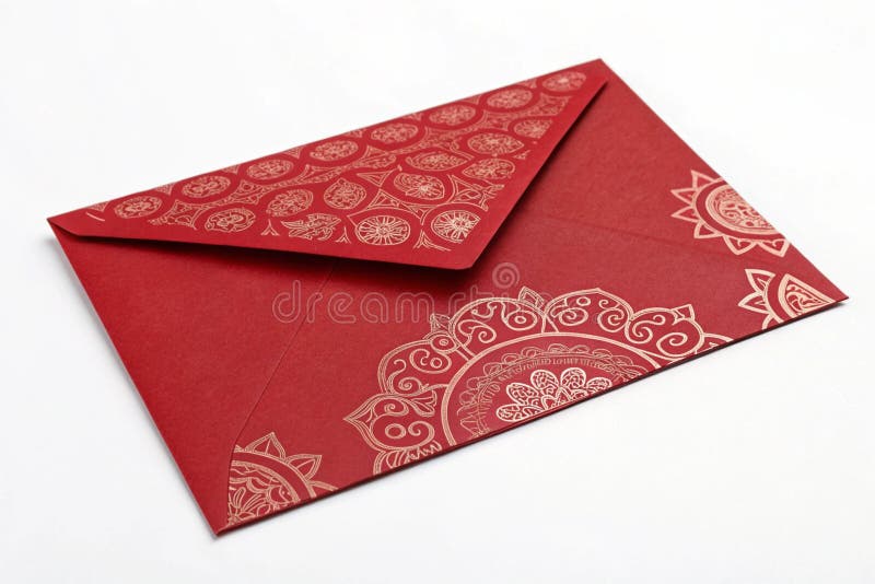 Red paper envelope mockup stock illustration. Illustration of branding ...