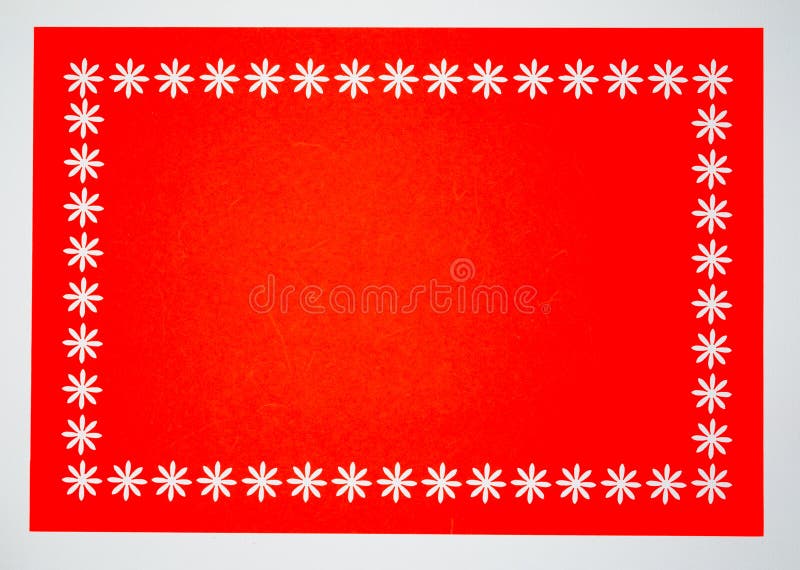 Red Paper with Floral Patterns on the Edge Stock Image - Image of ...