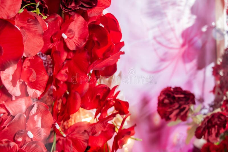 Red Paper Flower Background, Flower Decoration Reception Background ...