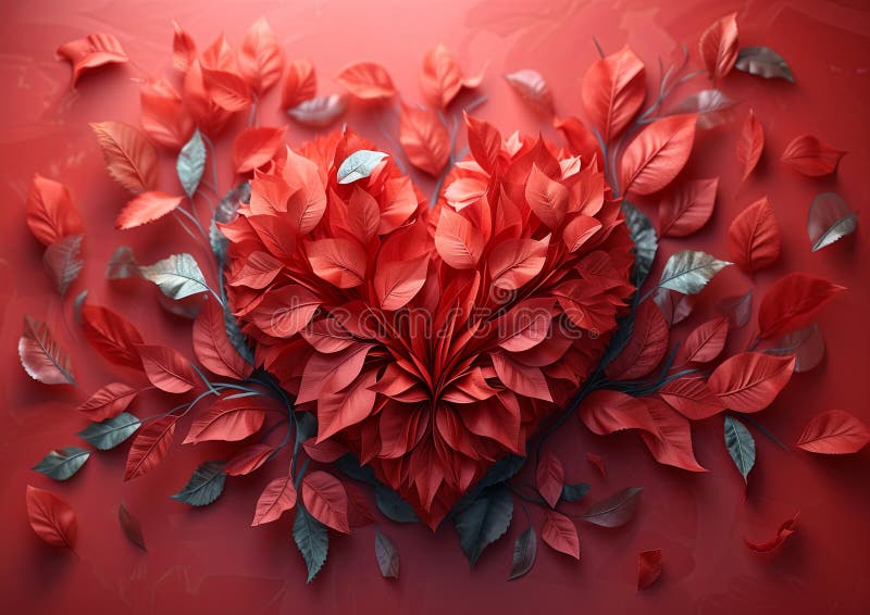 Red Paper Heart on Red Background Stock Image - Image of present ...