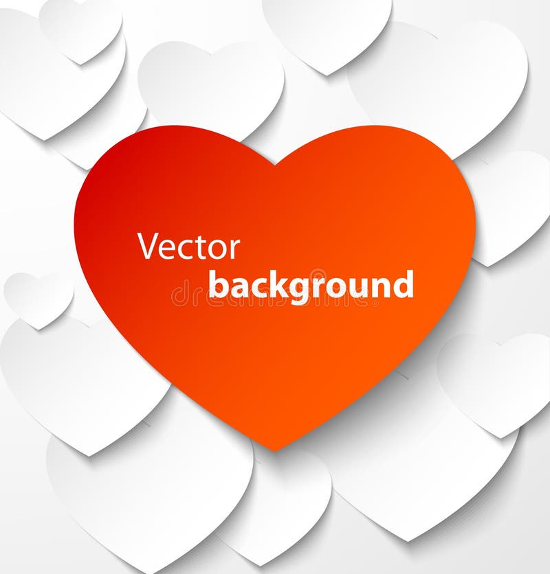 Red Paper Heart Banner with Drop Shadows Stock Vector - Illustration of ...
