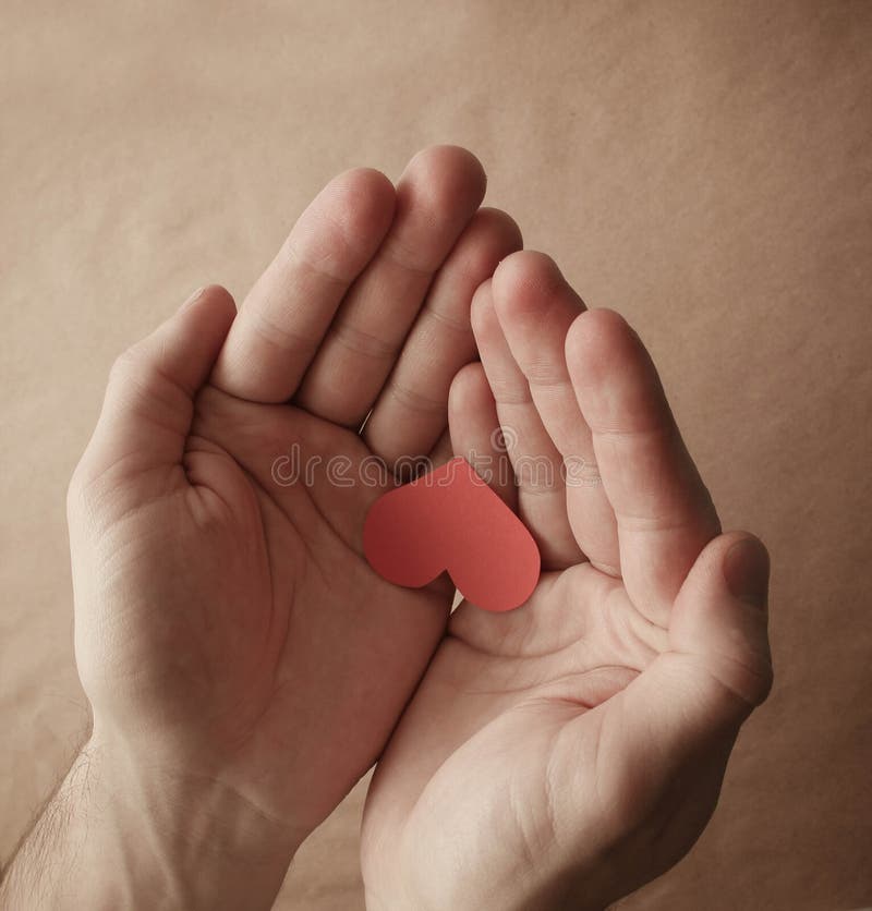 Red Paper Heart in Hands. Card for a Loved One Stock Image - Image of ...
