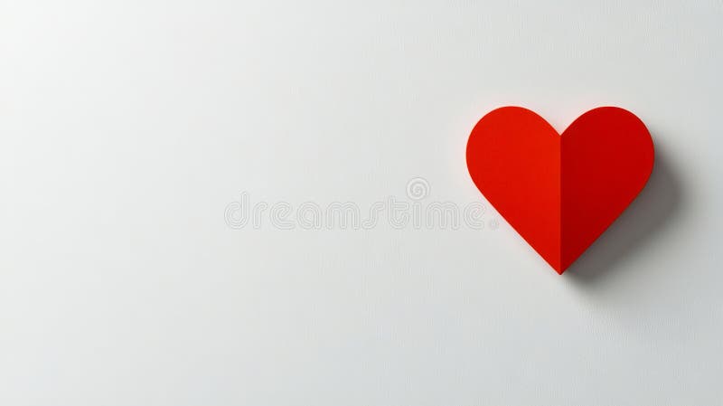 A Red Paper Heart on a White Surface Stock Image - Image of point ...