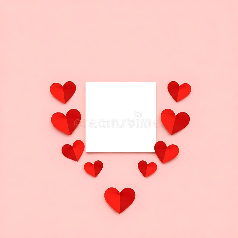 Red Paper Hearts Arranged on White Background Stock Illustration ...