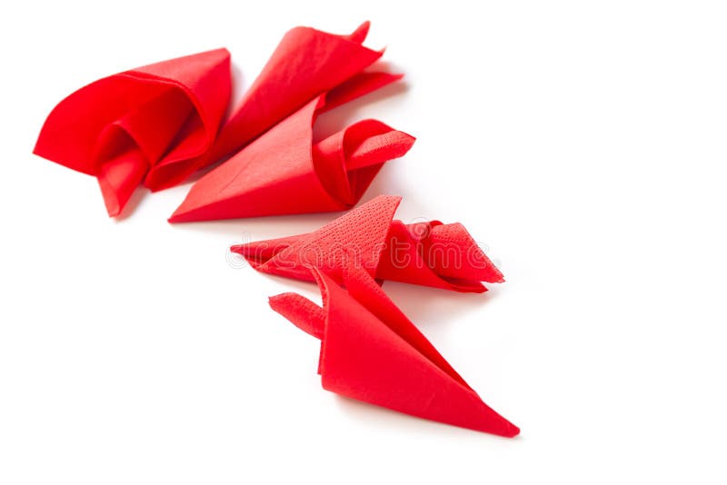 Red Paper Napkins. Top View of a Pile of Paper Napkins on a White ...