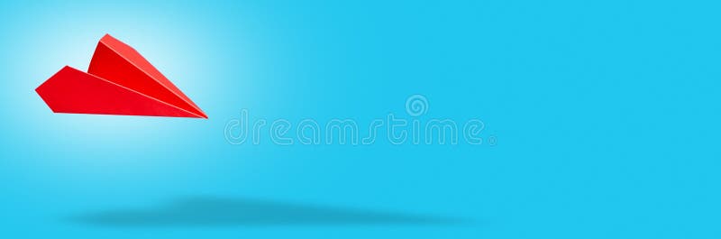 Red Paper Plane on Blue Background with Space for Text, Banner Photo ...