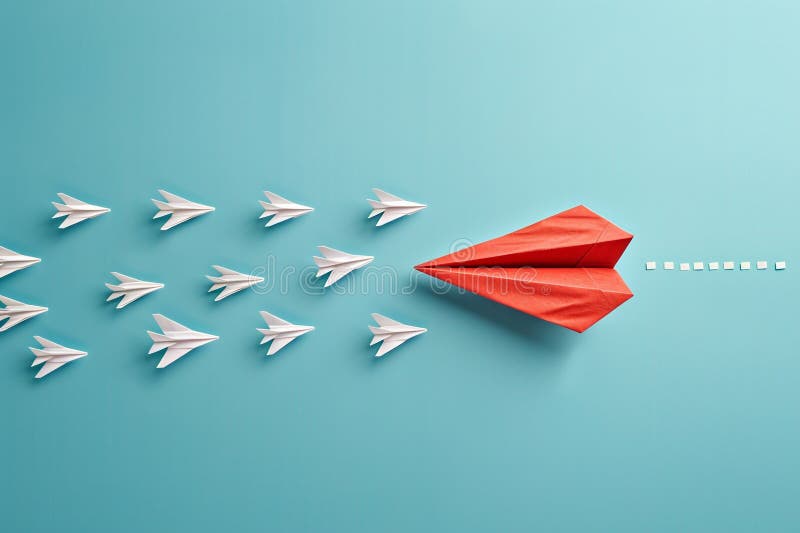 A Red Paper Plane with a Shadow of an Arrow Pointing Forward Leading ...