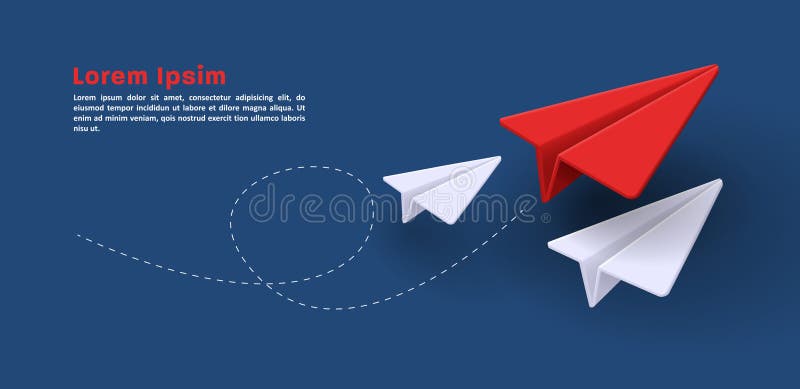 Red Paper Plane Symbol Message Sending with White Paper Planes and ...