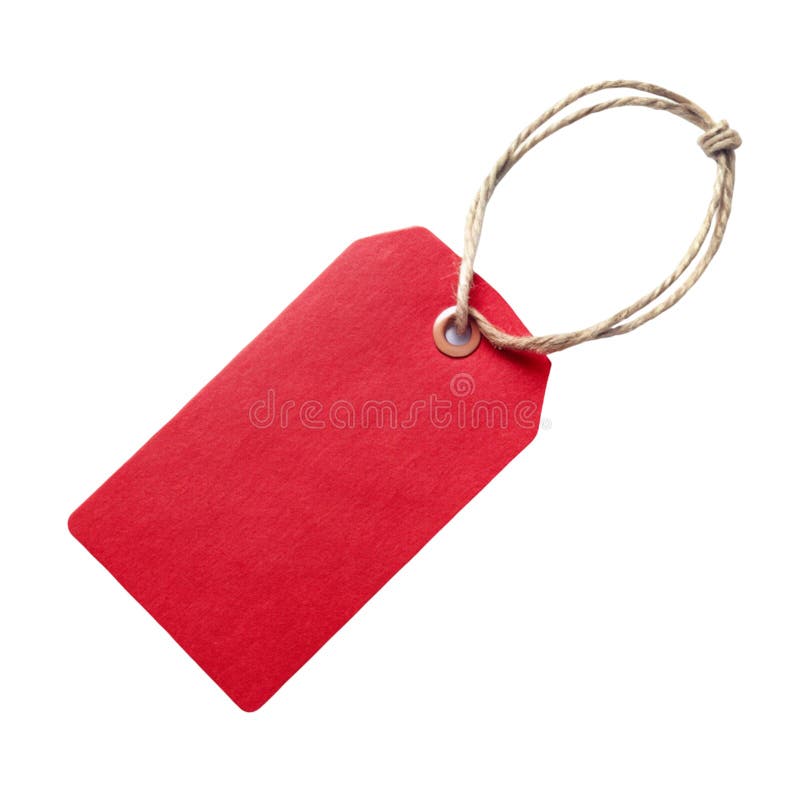 Red Paper Price Tag with String Isolated on White Background Stock ...