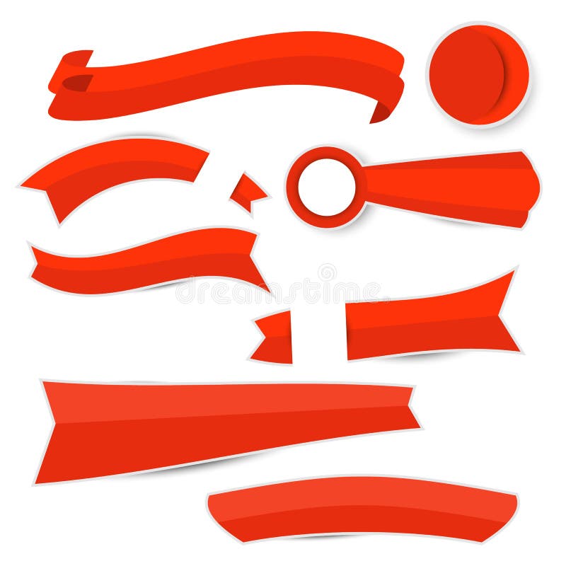 Paper Ribbon Icons Set Vector Stock Vector - Illustration of vector ...