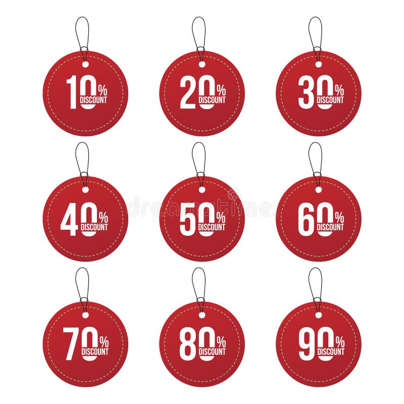 Red Paper Sale Percent Tags. Set of Vector Labels Stock Vector ...