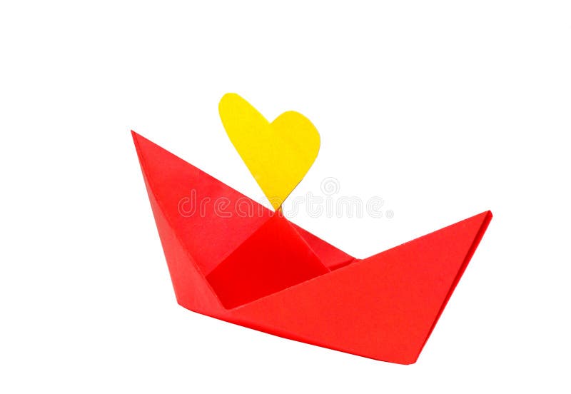 Red Paper Ship with Heart Shape Stock Photo - Image of communication ...