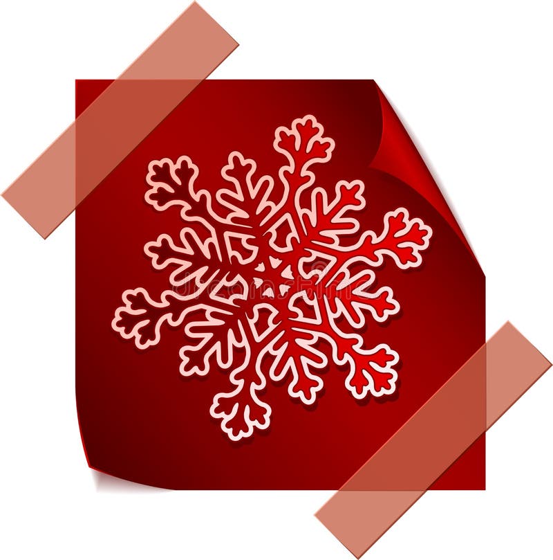 Red Paper Snowflake Over Red Sticker Stock Vector - Illustration of ...