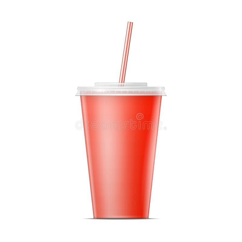 Fast Food Paper Cup with Red Tube Stock Illustration - Illustration of ...