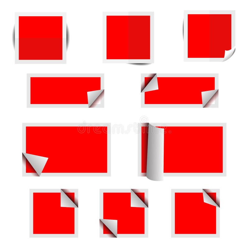 Red Paper Square Stickers with Shadows Stock Illustration ...