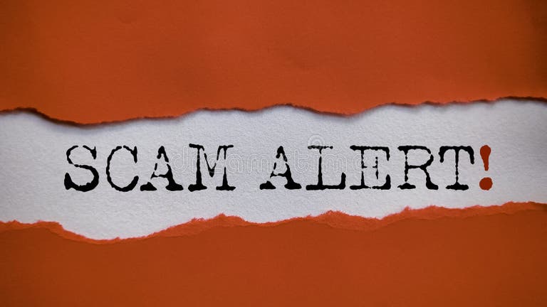 Red Paper and Text on White Background with Scam Alert Message Stock ...
