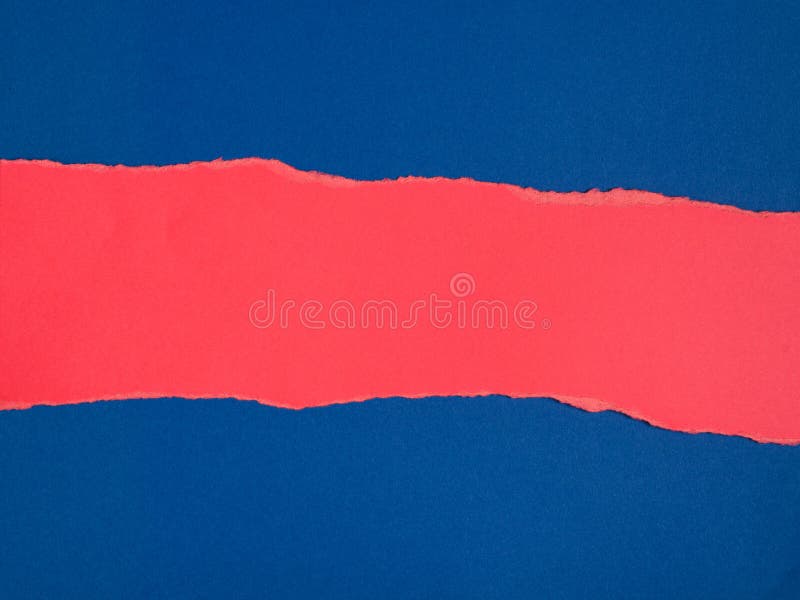 Red Paper Torn on Blue Paper. Space for Text Stock Image - Image of ...