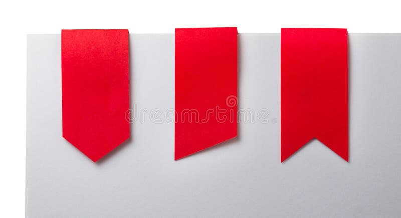 Red Paper Use As Label Banner Ribbons on White Background Stock ...