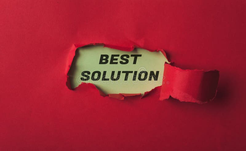 Red Paper with the Word Best Solution Written on it Stock Photo - Image ...