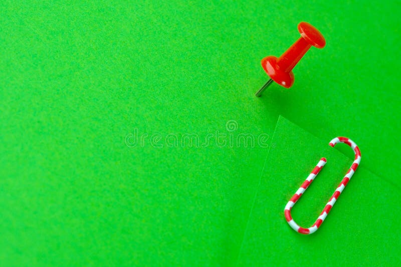 Red Paperclip and Red Button on Green Blank Sheets Stock Photo - Image ...