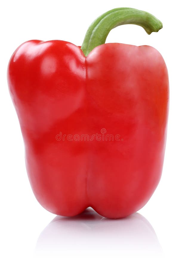 Red Paprika Side View Vegetable Isolated on White Stock Photo - Image ...