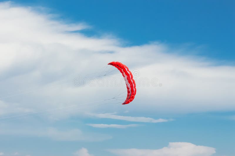 Red Parachute in the Blue Sky Stock Image - Image of freedom, leisure ...