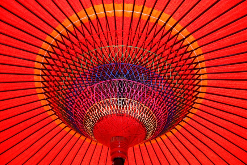 Red Parasol in Japanese Garden Stock Image - Image of decoration, japan ...