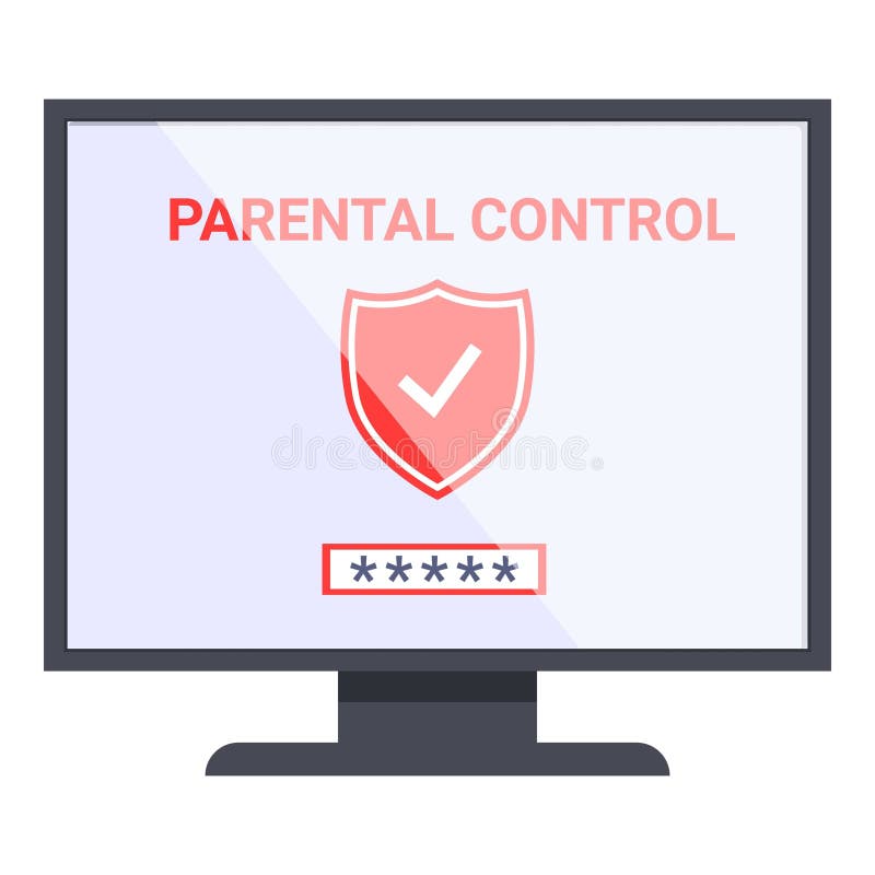 Red Parental Control Icon Cartoon Vector. Remote Digital Stock Vector ...