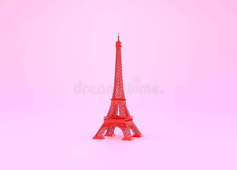 Red Paris Eiffel Tower on a Pink Background with Copy Space Stock ...
