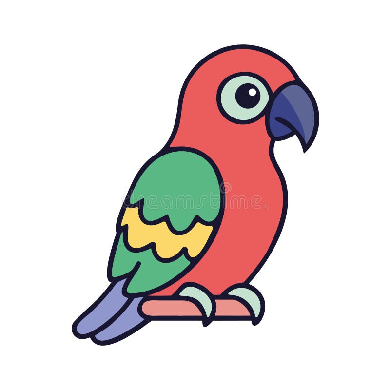 Red Parrot Perched Exotic Tropical Bird Icon Stock Vector ...
