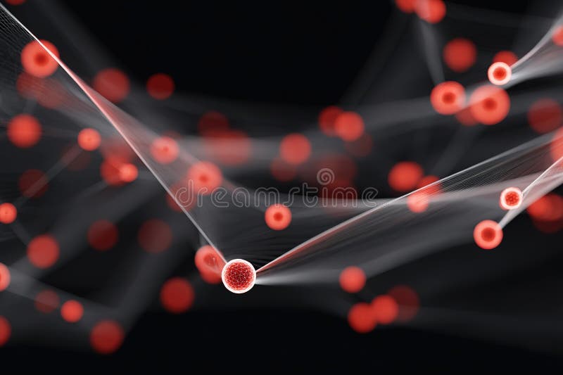Red Particles Connected by Strands Illustrate Molecular Interactions in ...