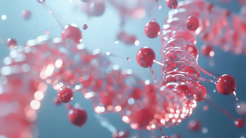 Red Particles Flowing and Connecting, Creating a Dynamic Structure in a ...