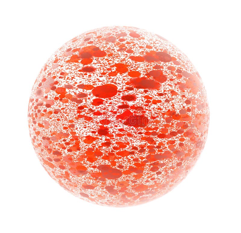 Red Particles Flowing Inside a Sphere Isolated on White Stock ...