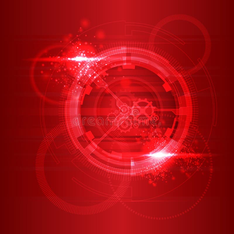 Red Particles Flowing Towards on Dark Background. Vector Illustration ...