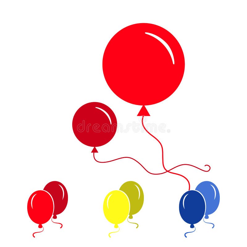 Red Party Balloon Icons Isolated on White Background Stock Vector ...