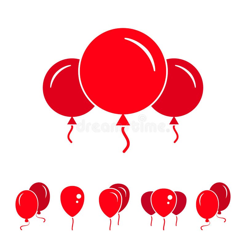 Red Party Balloon Icons Isolated on White Background Stock Vector ...
