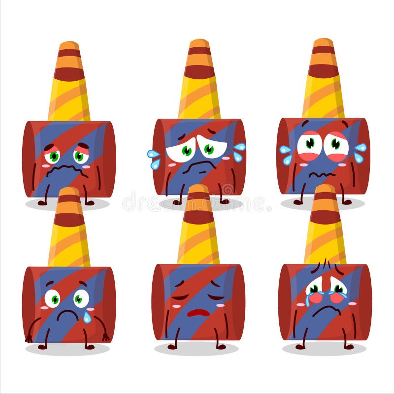 Red Party Blower Cartoon Character with Sad Expression Stock Vector ...