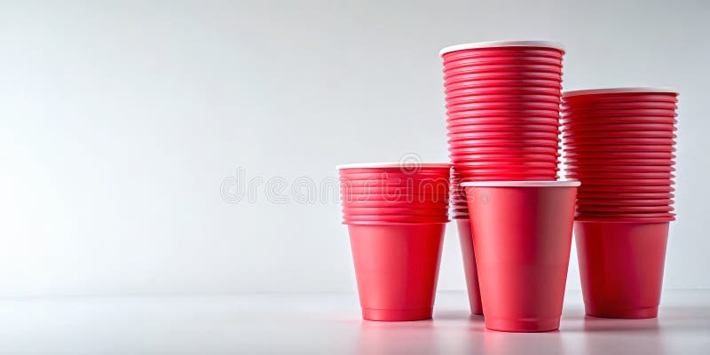 Red Party Cups Stacked Elegance for Events and Celebrations Disposable ...