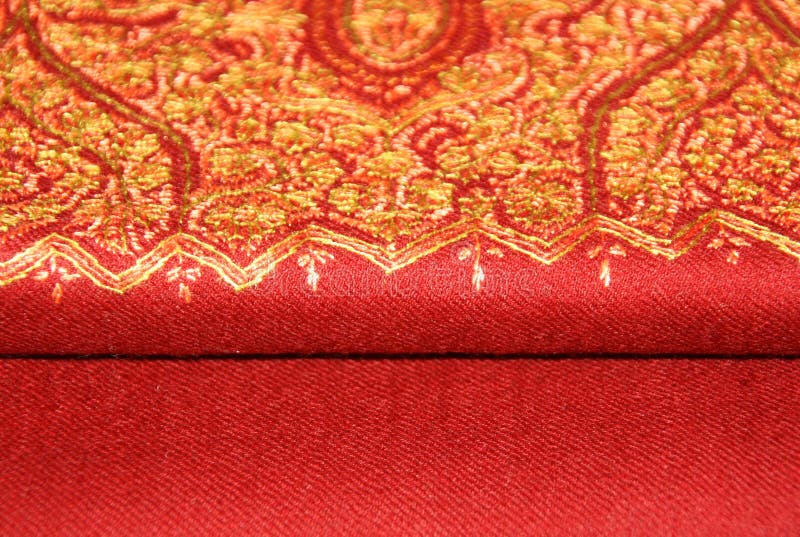 Red Pashmina Shawl with Embroidery Stock Photo - Image of handmade ...