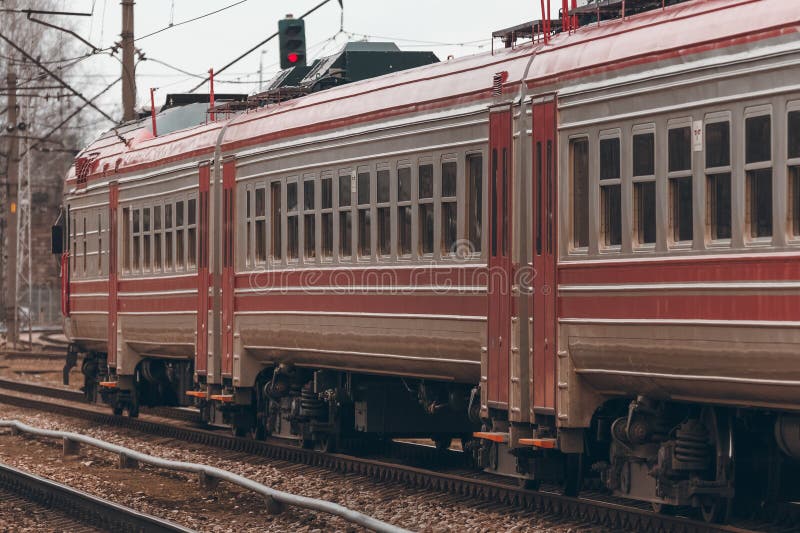 Red passenger train stock image. Image of railroad, transit - 100071417