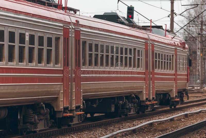 Red passenger train stock image. Image of train, transit - 100076231