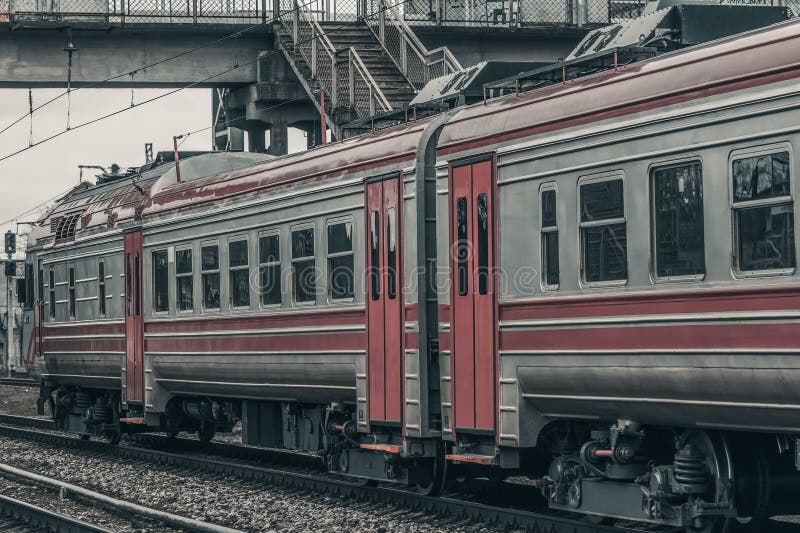 Red passenger train stock image. Image of passenger - 107201409