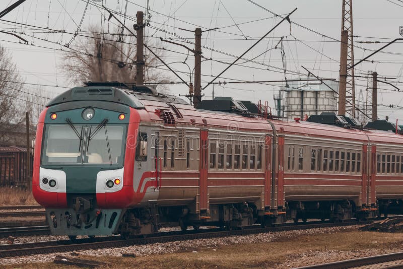 Red passenger train stock image. Image of passenger - 117675513