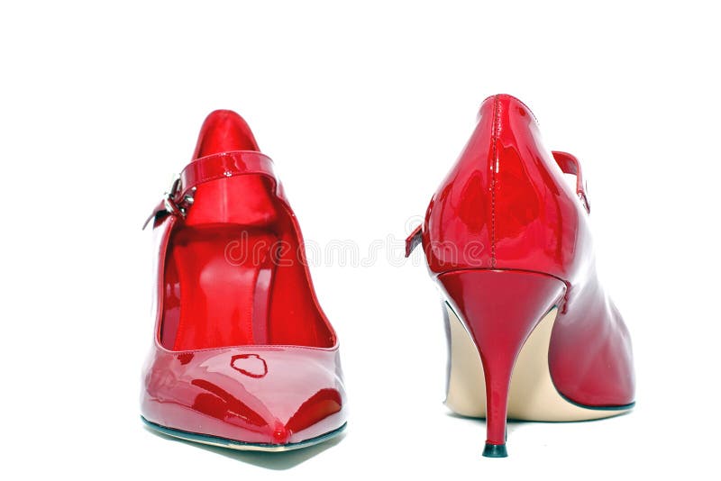 Red Patent Leather High Heels Stock Image - Image of strappy, back ...