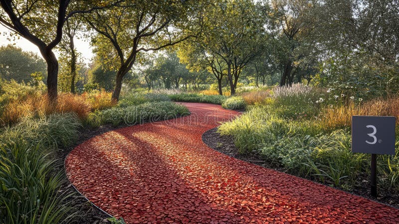 Red Pathway Garden stock illustration. Illustration of summer - 338883630