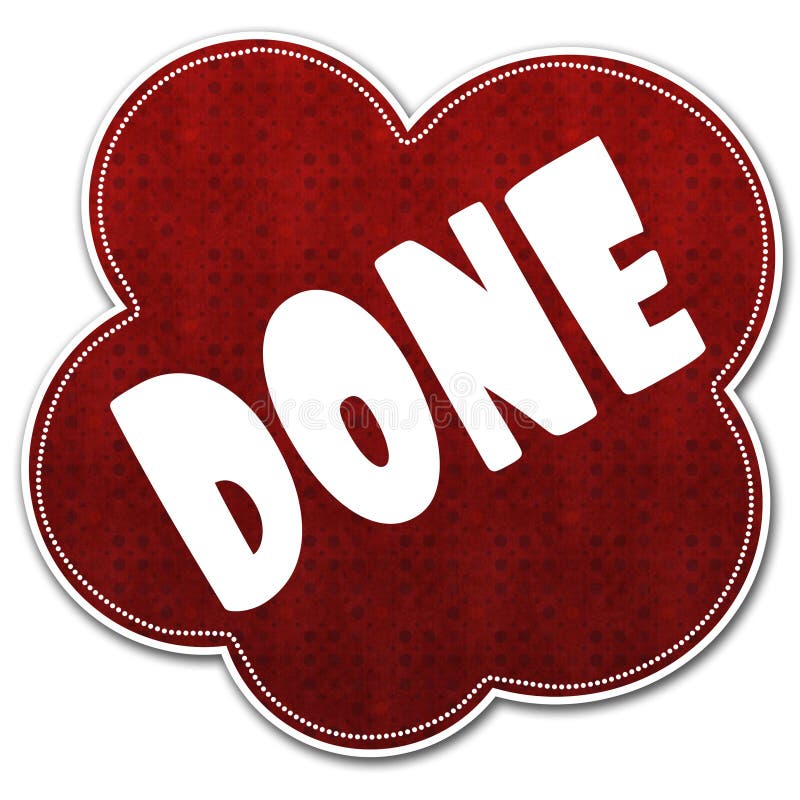 Red Pattern Cloud with DONE Text Written on it. Stock Illustration ...