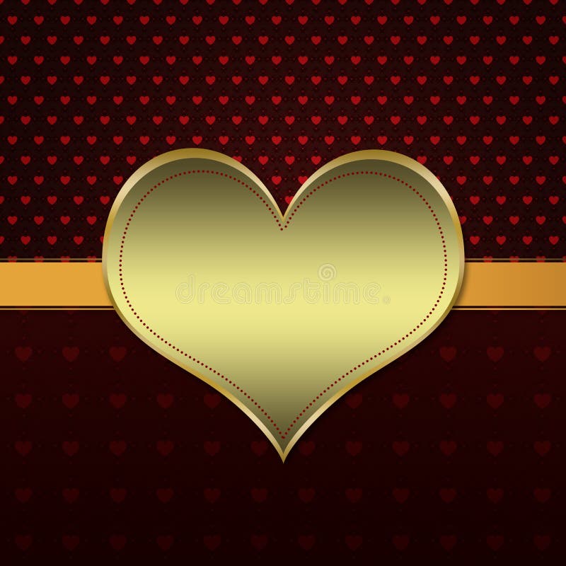 Red Pattern with Gold Heart Stock Illustration - Illustration of ...
